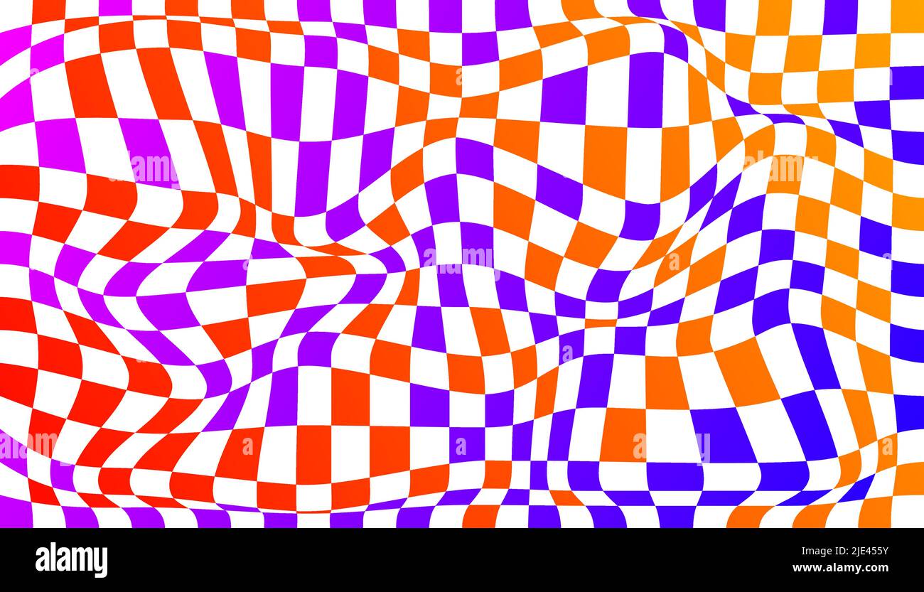 Checkered background with distorted squares. Abstract banner with ...