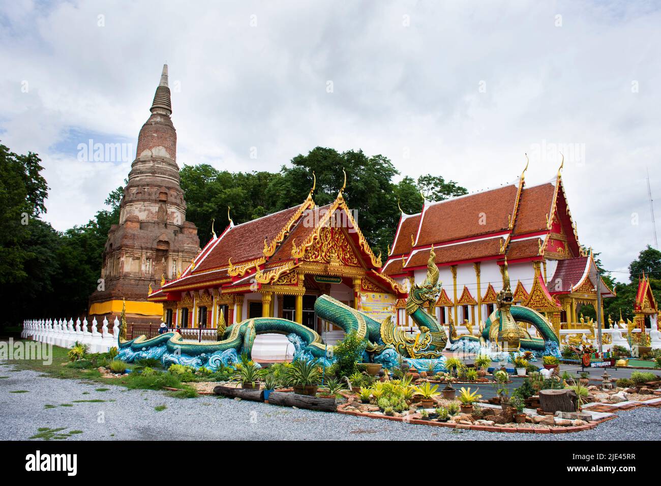Ancient naga or antique naka statue of Wat Phra Kaew temple for thai ...
