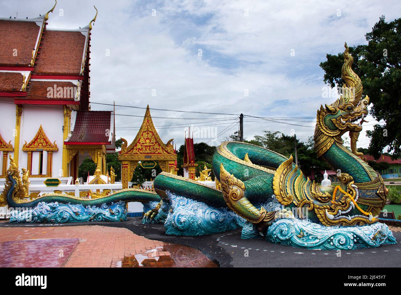 Ancient naga or antique naka statue of Wat Phra Kaew temple for thai ...