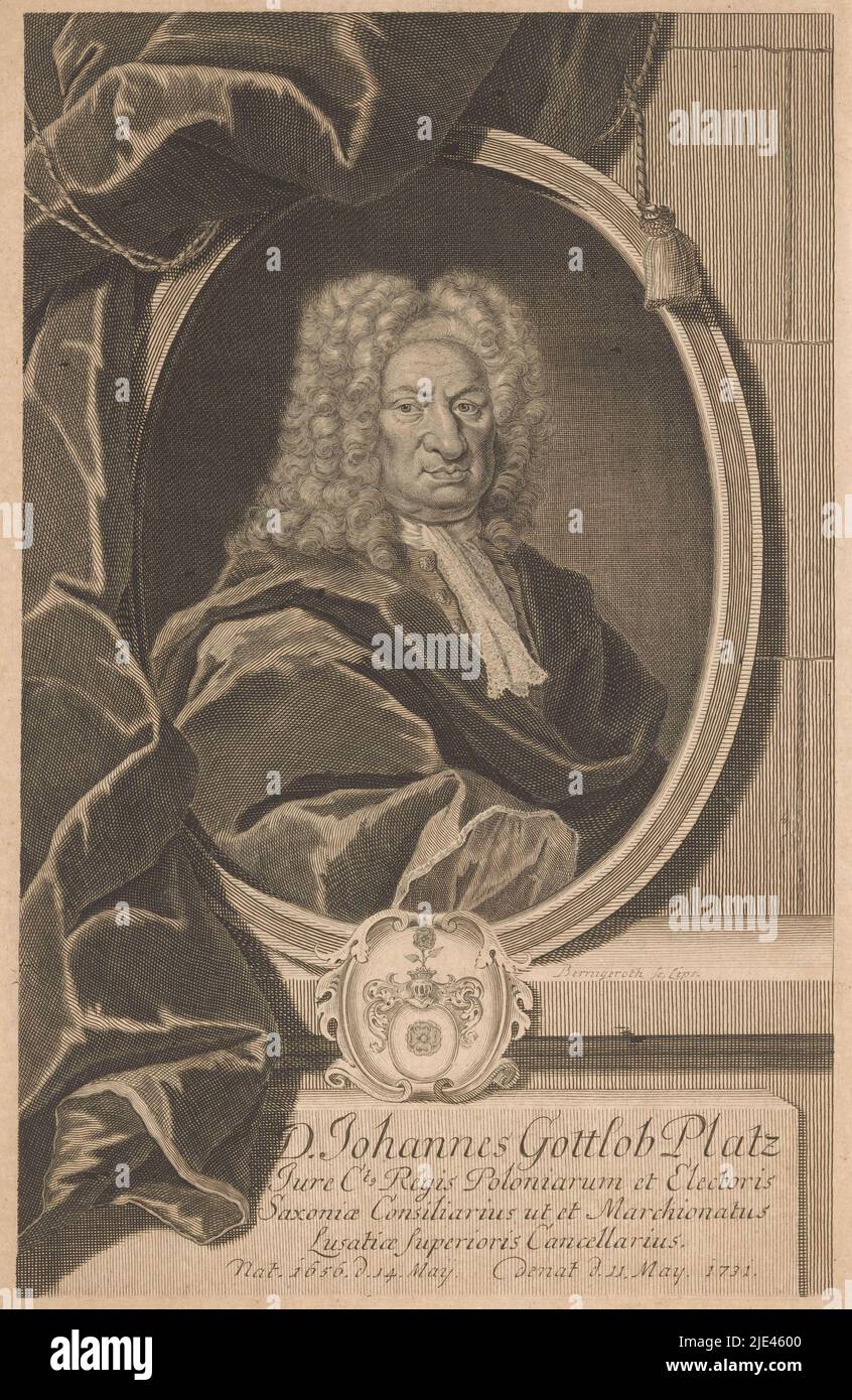 Portrait of Johann Gottlob Platz, Martin Bernigeroth, 1731 - 1733 ...
