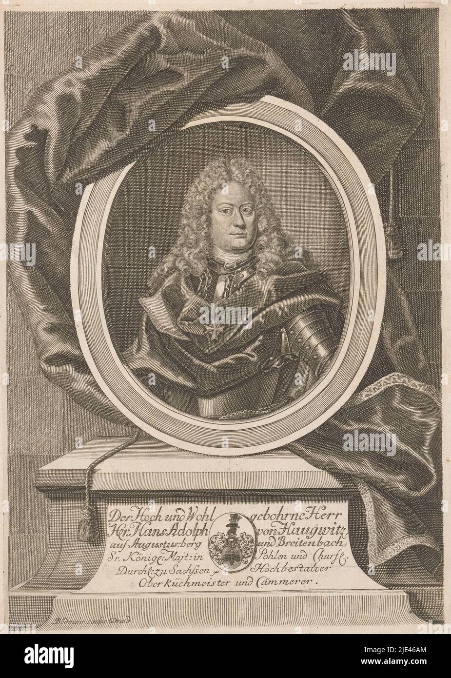 Portrait of Hans Adolph von Haugwitz, Moritz Bodenehr, 1715, print ...