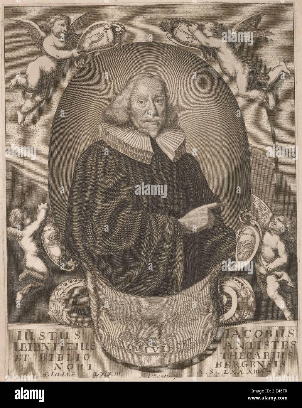 Portrait of Justus Jacob Leibnitz, Johann Alexander Böner, 1683, print ...