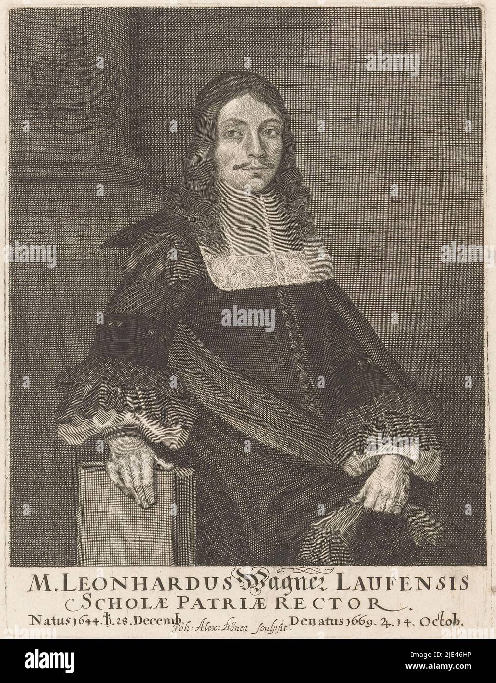 Portrait of Leonhard Wagner, Johann Alexander Böner, 1669 - 1720, print ...