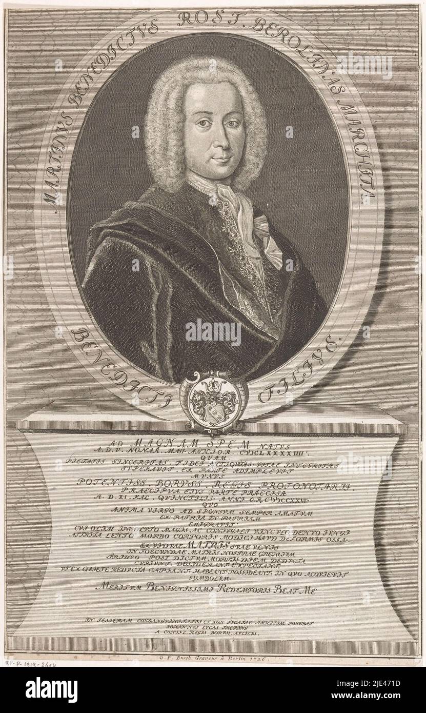 Portrait of Martin Benedict Rost, Georg Paul Busch, 1726, print maker ...