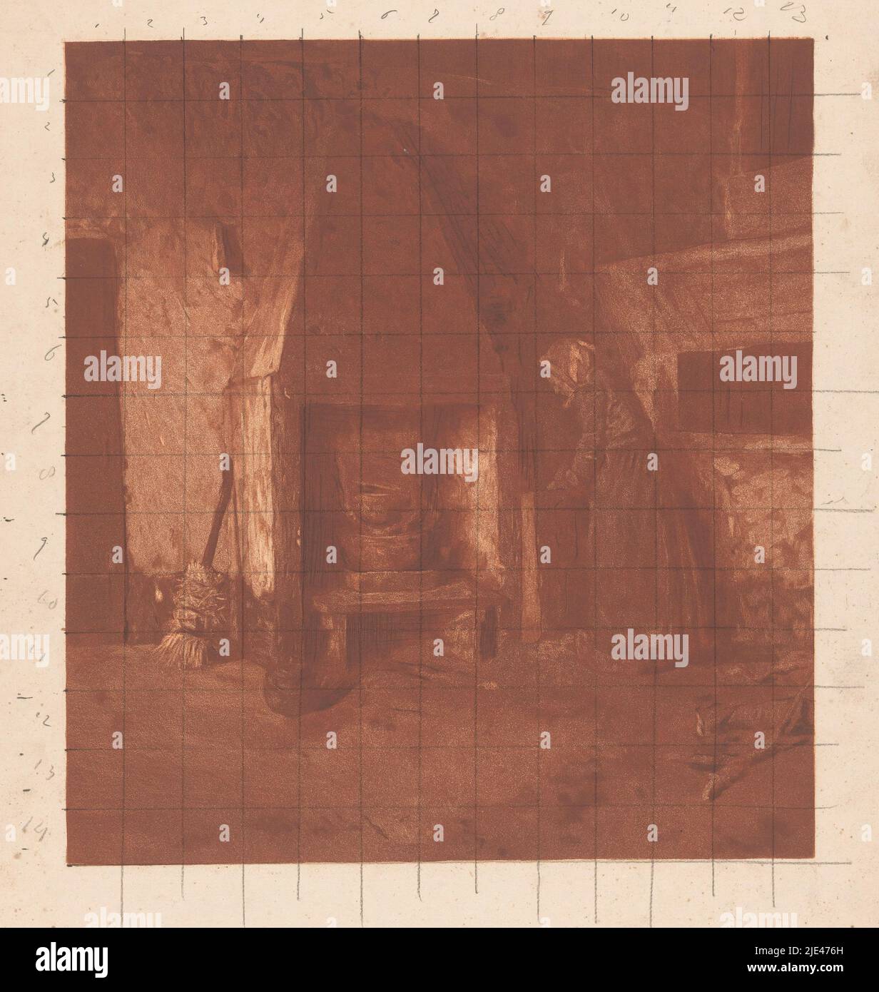 Peasant woman standing by a fireplace, Emanuel Samson van Beever, 1886 ...