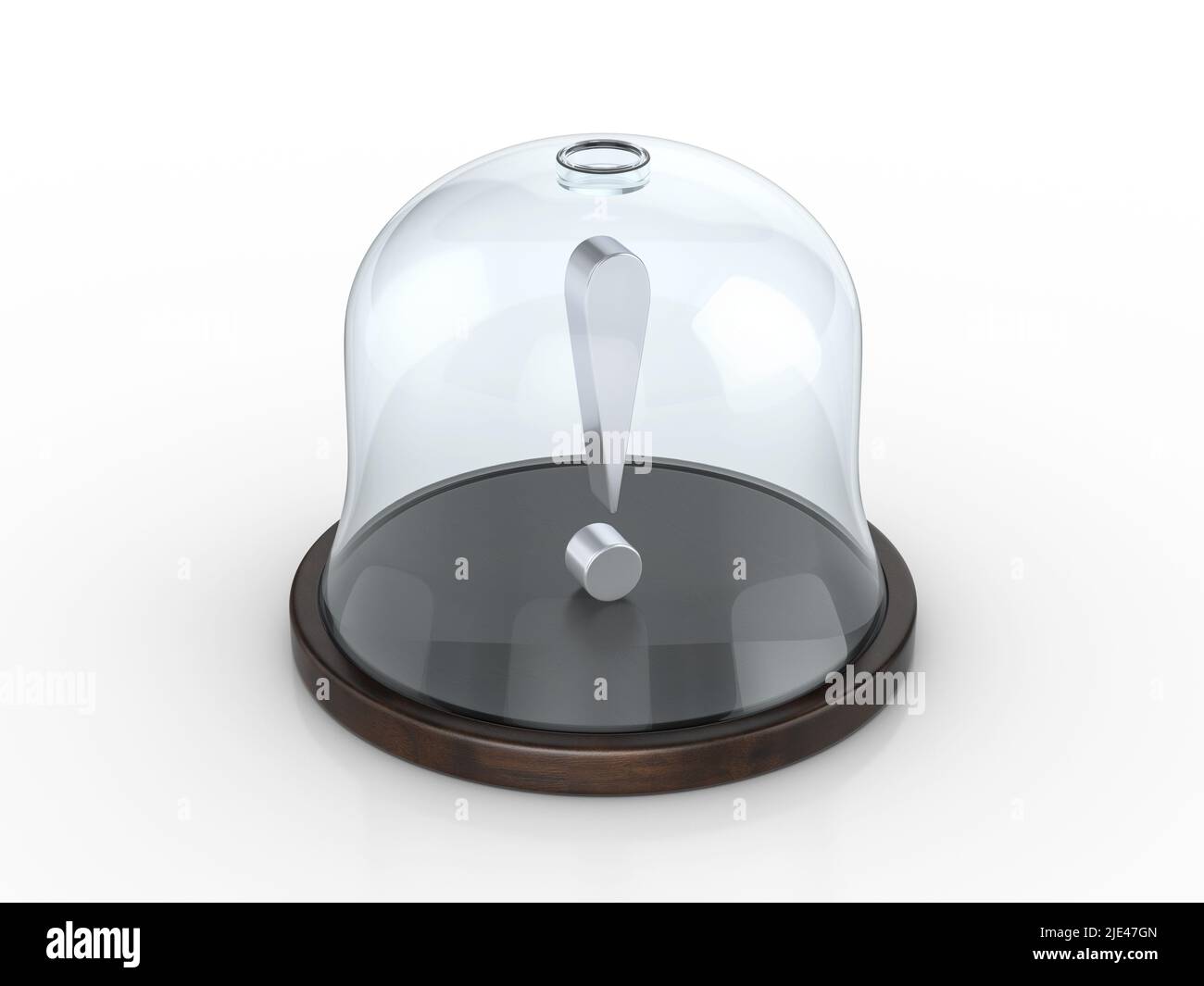 Exclamation mark symbol under the dome on a white background. 3d ...