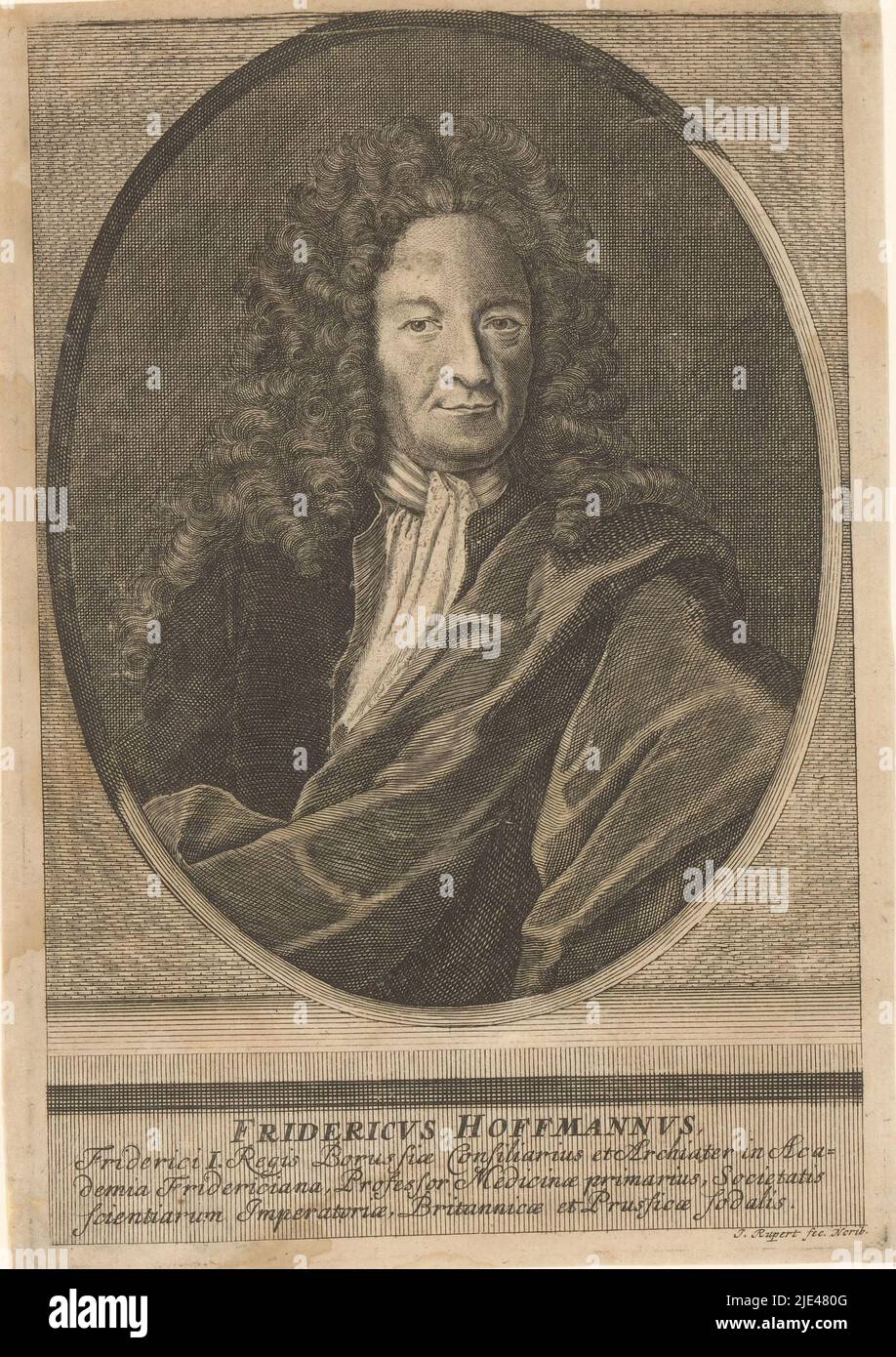 Portrait of Friedrich Hoffmann, J. Rupert, 1700 - 1749, print maker: J ...