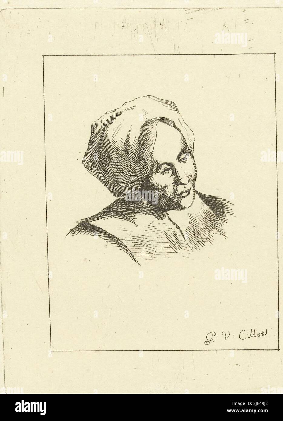 Head study of a woman wearing a headscarf, G. van Citters, c. 1750 - c ...