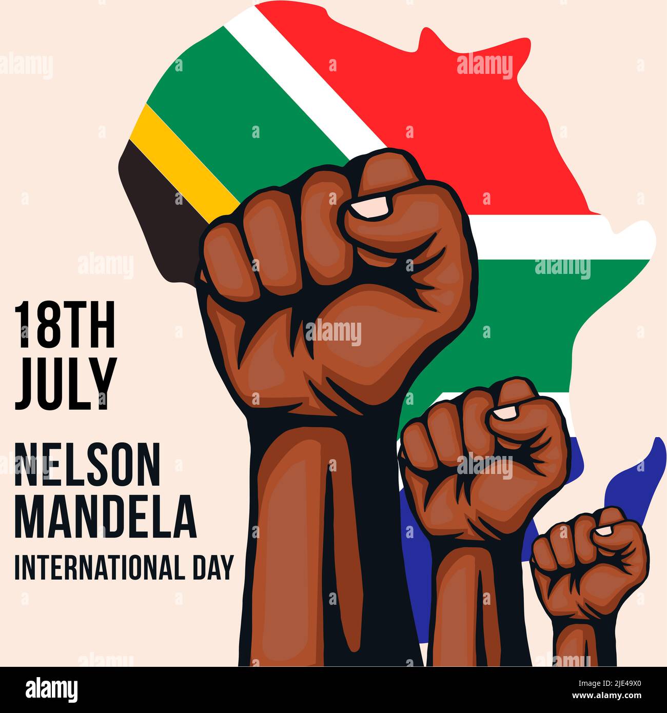 nelson mandela international day illustration with hands on africa maps ...