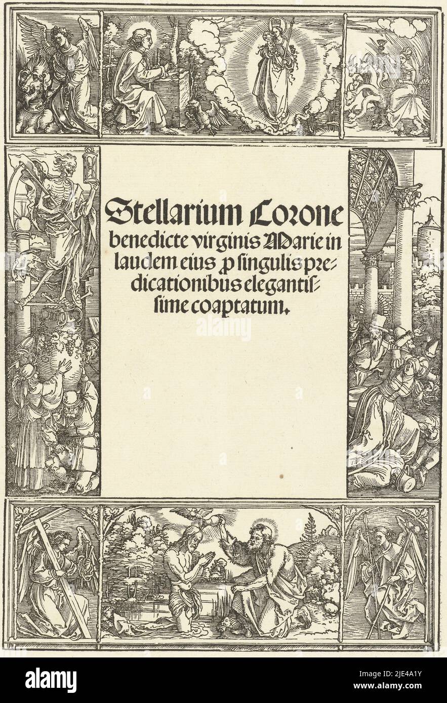 Title page including the baptism of Christ and a vision of John the ...