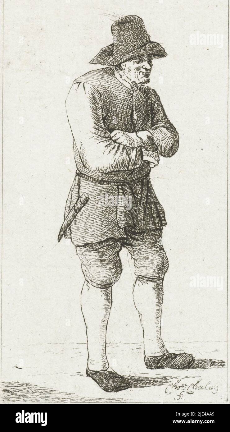 Standing man with arms crossed, Pieter de Mare, after Christina Chalon ...