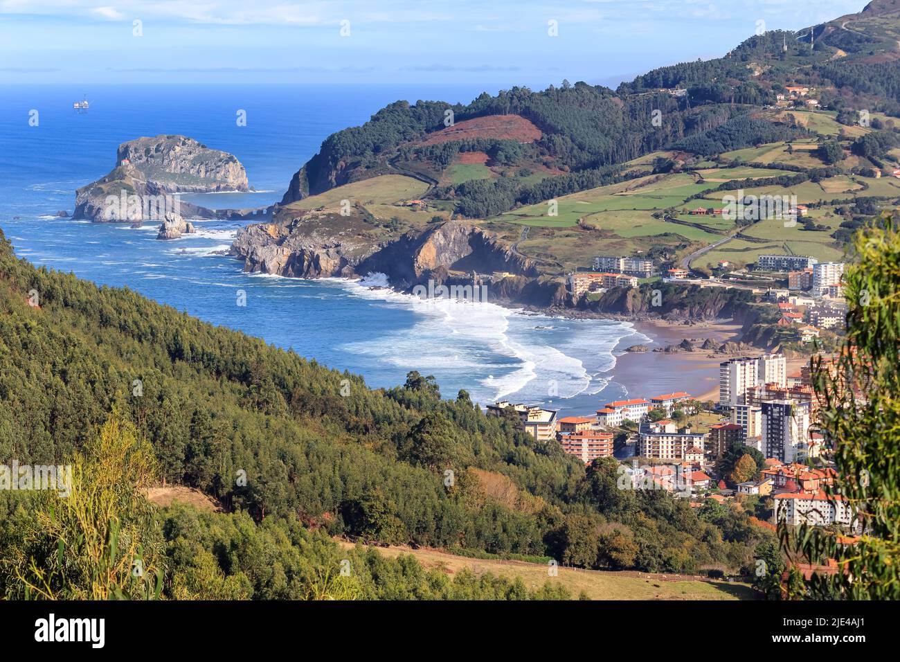 Cliffs of San Juan de Gaztelugatxe in the north of the Basque Country ...