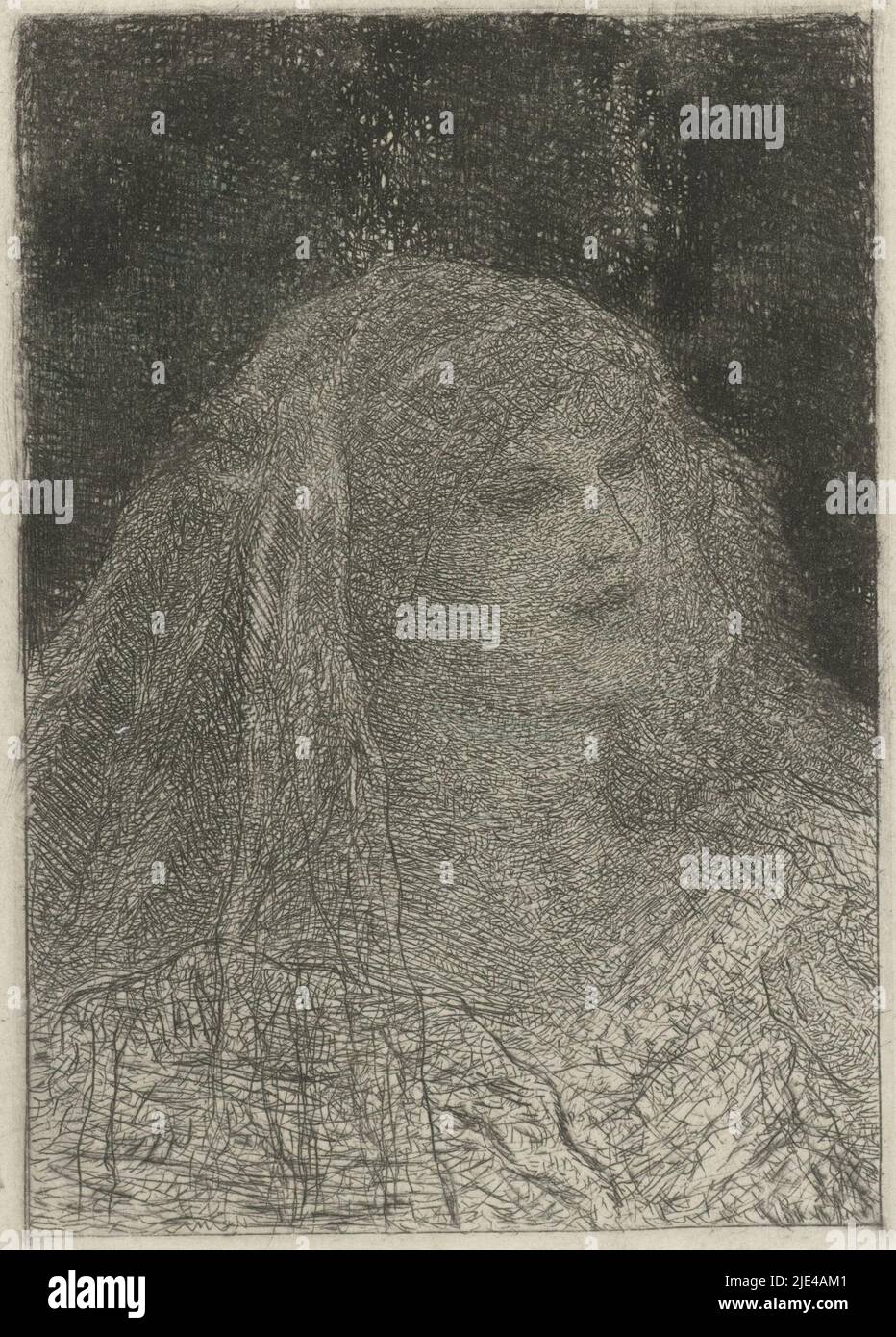 Woman with veil, Matthijs Maris, 1883 - 1888, print maker: Matthijs ...