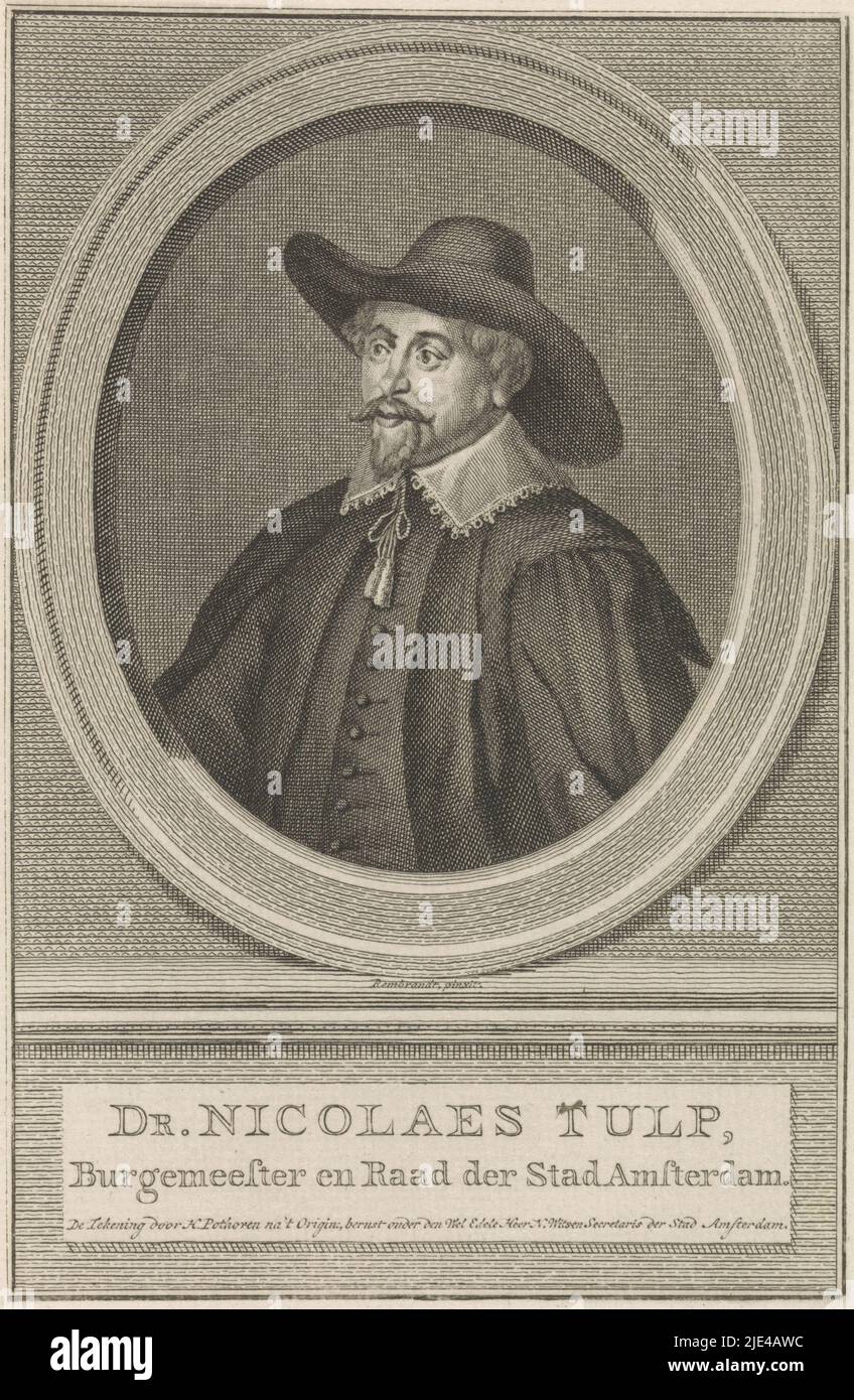 Portrait of Nicolaes Tulp, anonymous, after Jacob Houbraken, after ...