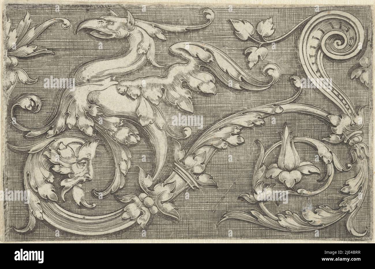 Ornament with fantasy creature, Monogrammist IG, 1522 - 1530, print ...