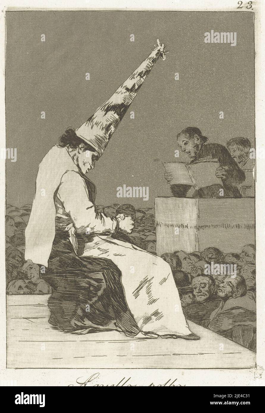 Dust particles, Francisco de Goya, 1797 - 1799, A man seated on a stage ...