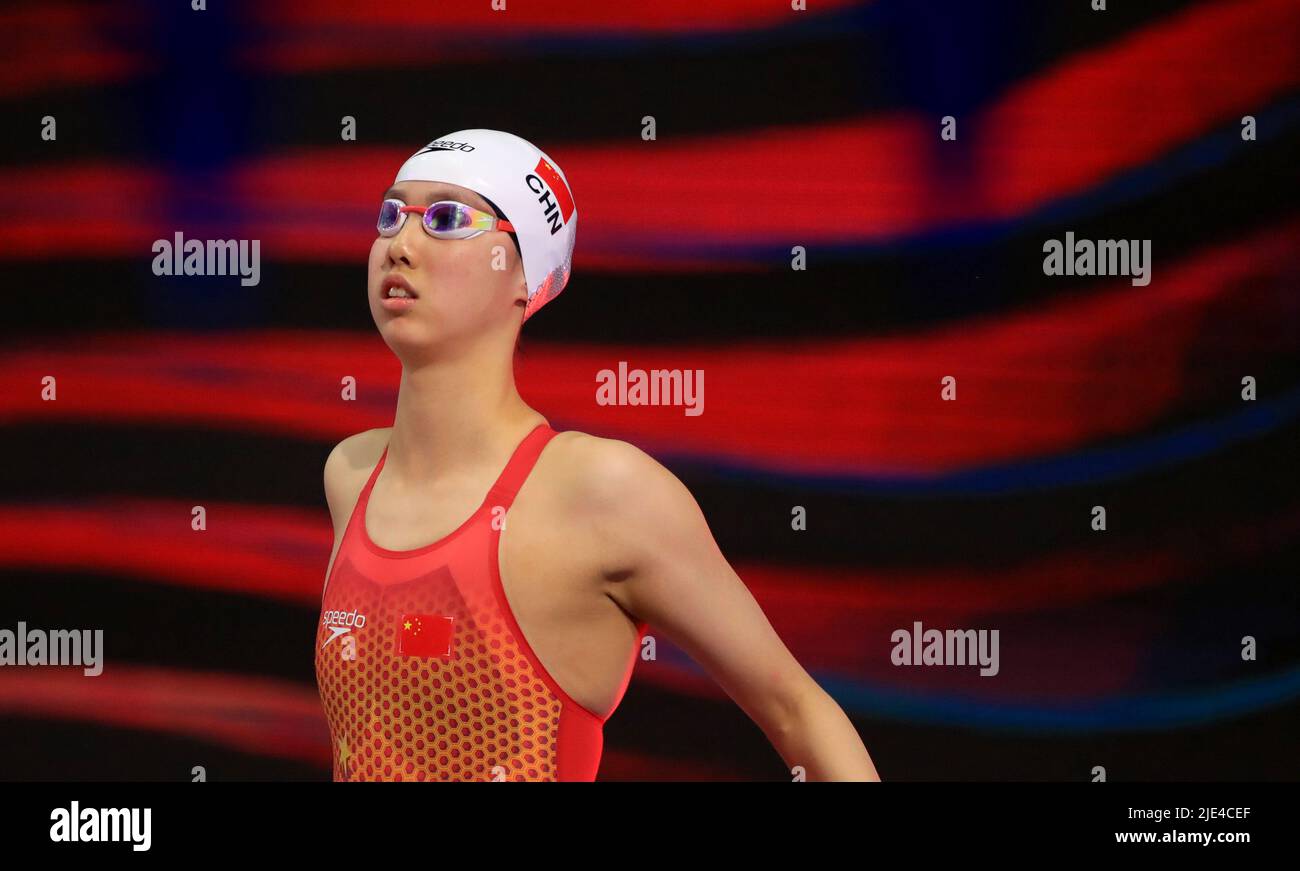 Budapest, Hungary. 24th June, 2022. Peng Xuwei of China reacts prior to ...
