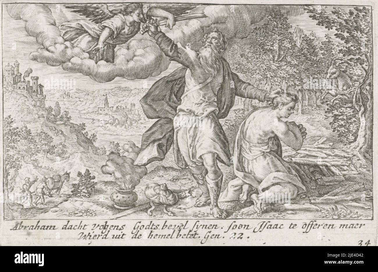 Sacrifice of Abraham, Crispijn van de Passe (I), 1700 - 1750, Abraham ...