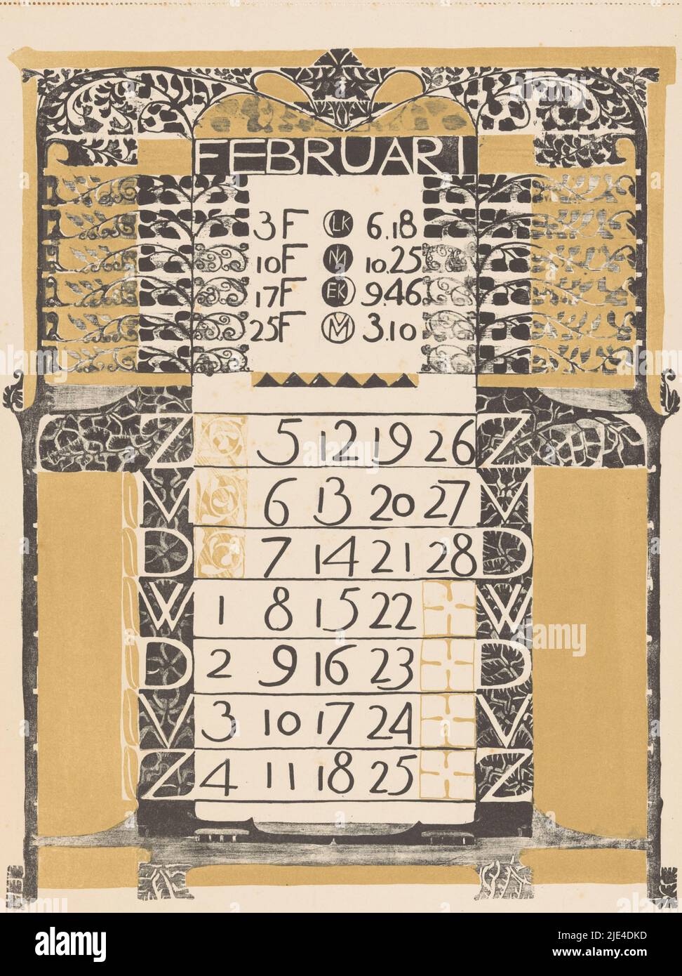 Calendar sheet february 1899 hi-res stock photography and images - Alamy