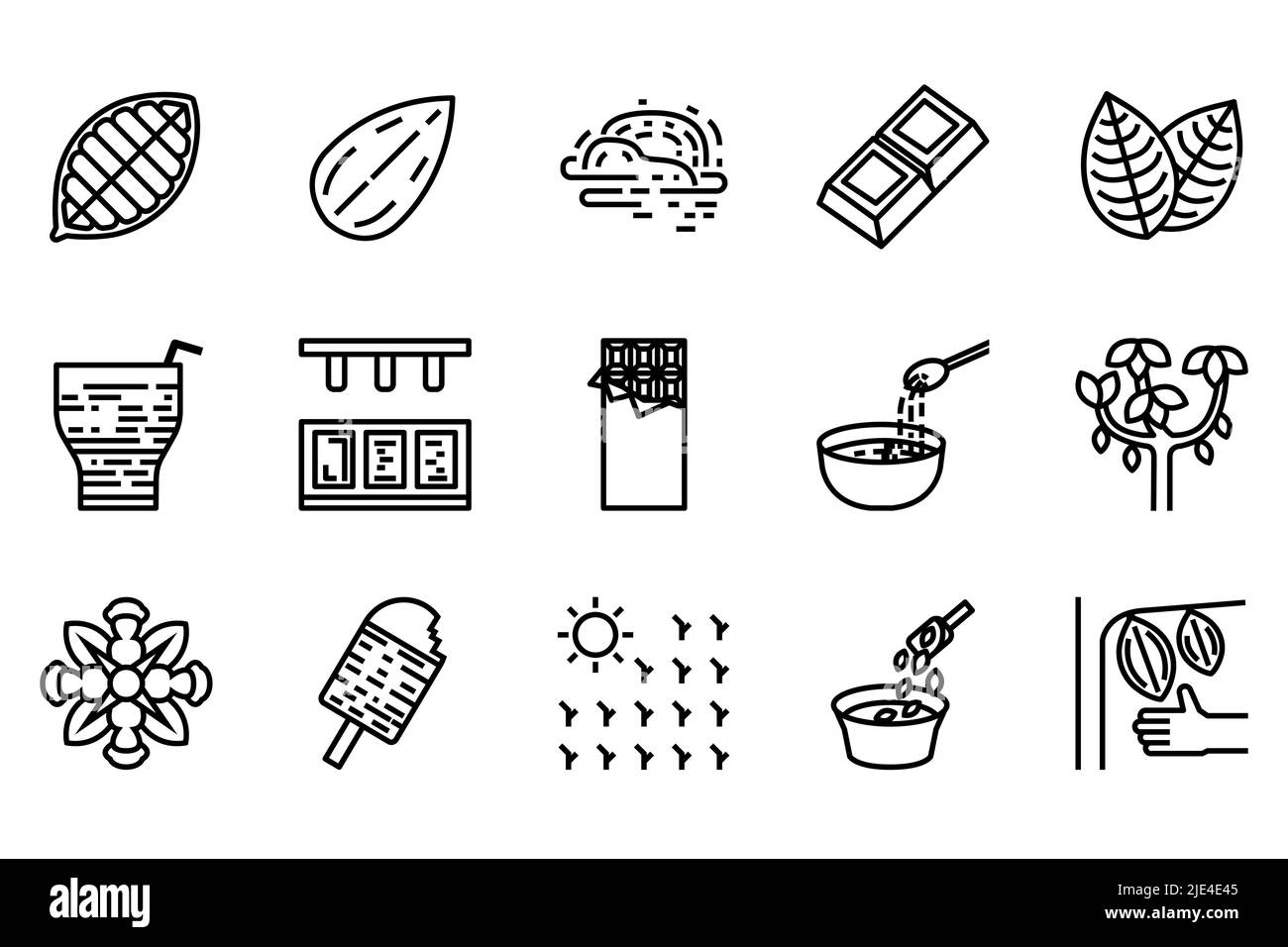 Cacao and Chocolate Vector Line Icons Set, process and products, vector ...