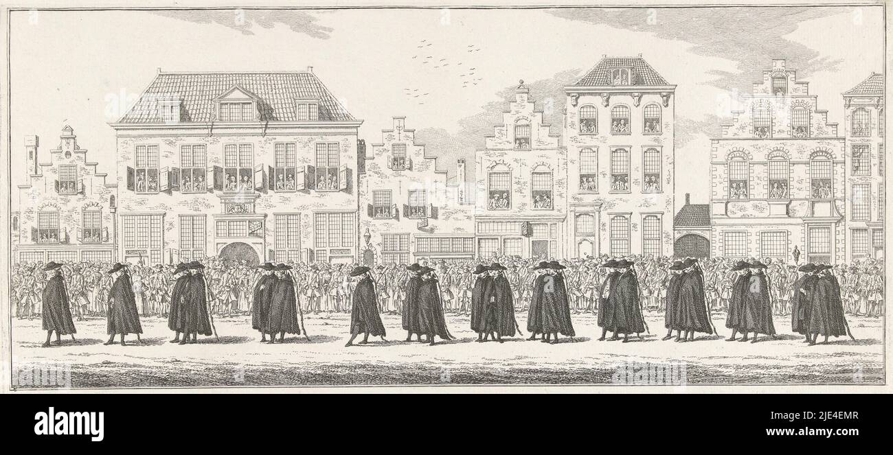 Court servants in the funeral procession of Anna van Hannover in Delft, 1759, Simon Fokke, after ...