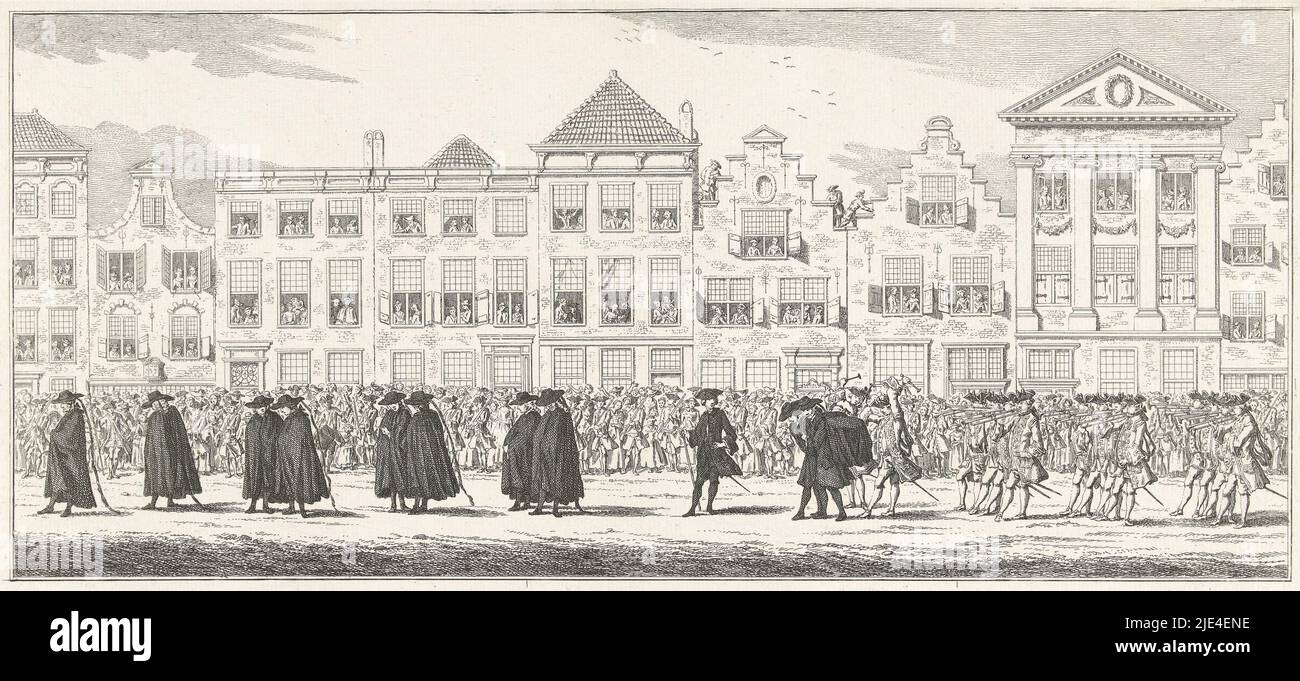 Court servants in the funeral procession of Anna van Hannover in Delft, 1759, Simon Fokke, after ...