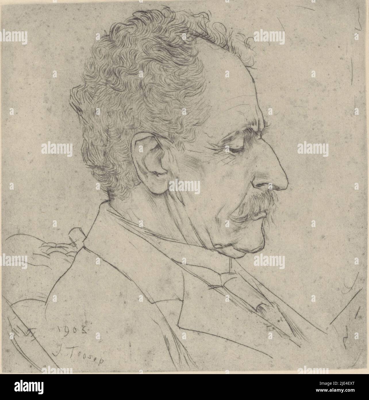 Portrait of Johan Drabbe, Jan Toorop, 1928, print maker: Jan Toorop ...