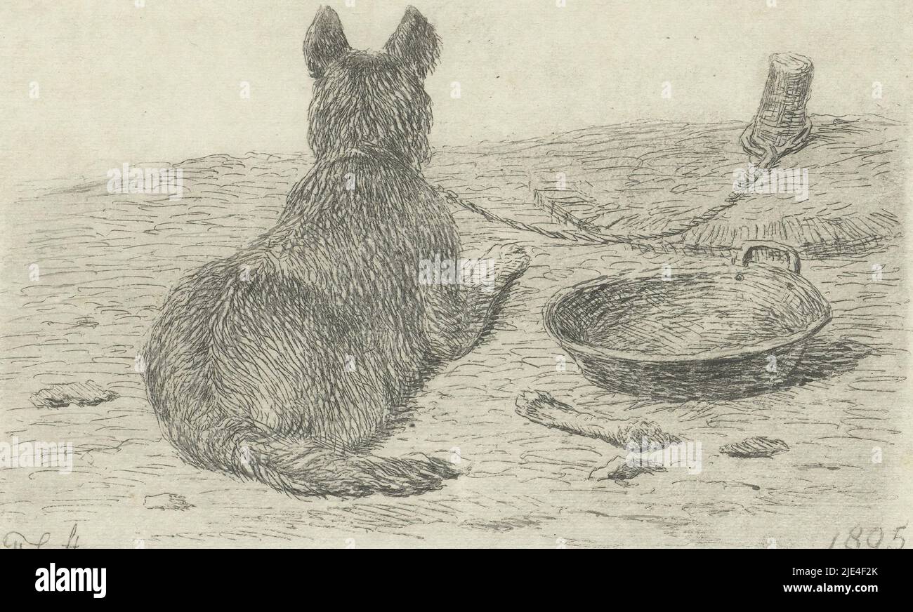 Reclining dog seen from behind, Frans Lebret, 1895, A reclining dog ...