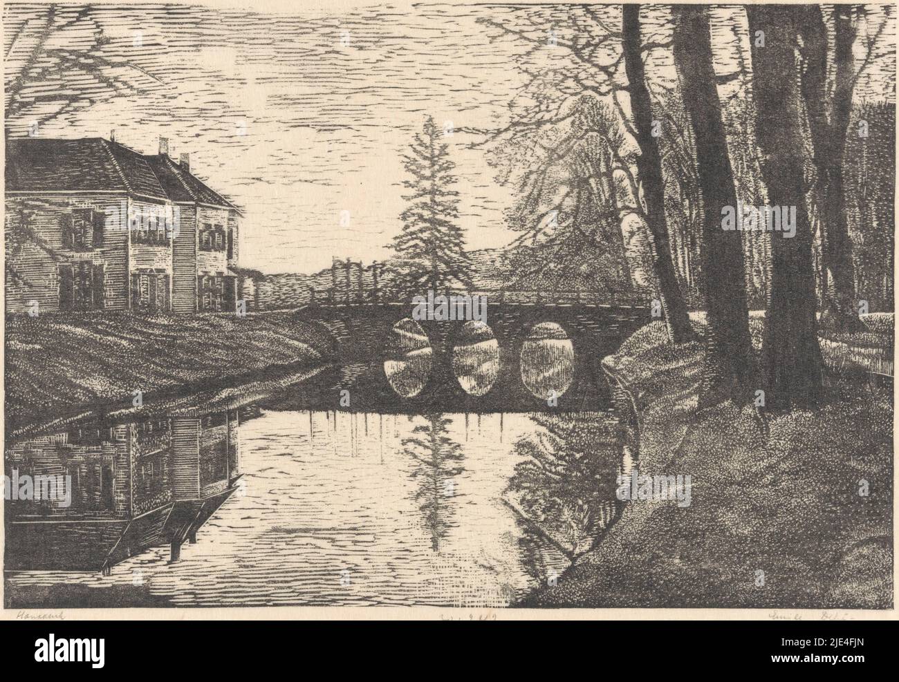 Oude Hof in Bergen, Emilius Wilhelmus Dehé, 1896 - 1930, A country ...