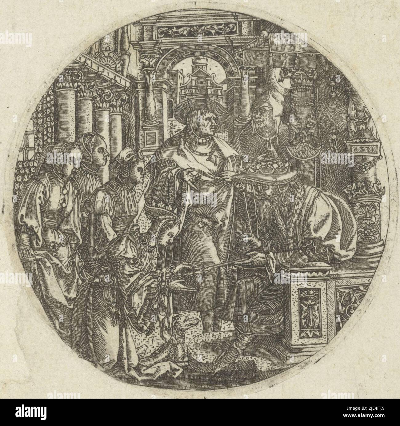 Esther for Ahasverus, Monogrammist DDC, 1526, Imprint of silver plate ...