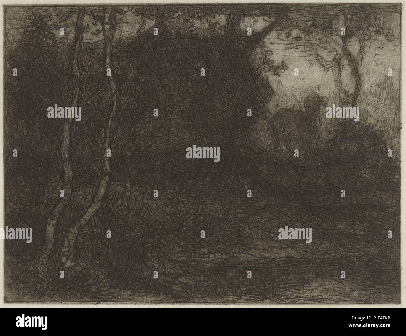 Forest with goat, Matthijs Maris, 1883 - 1888, print maker: Matthijs ...