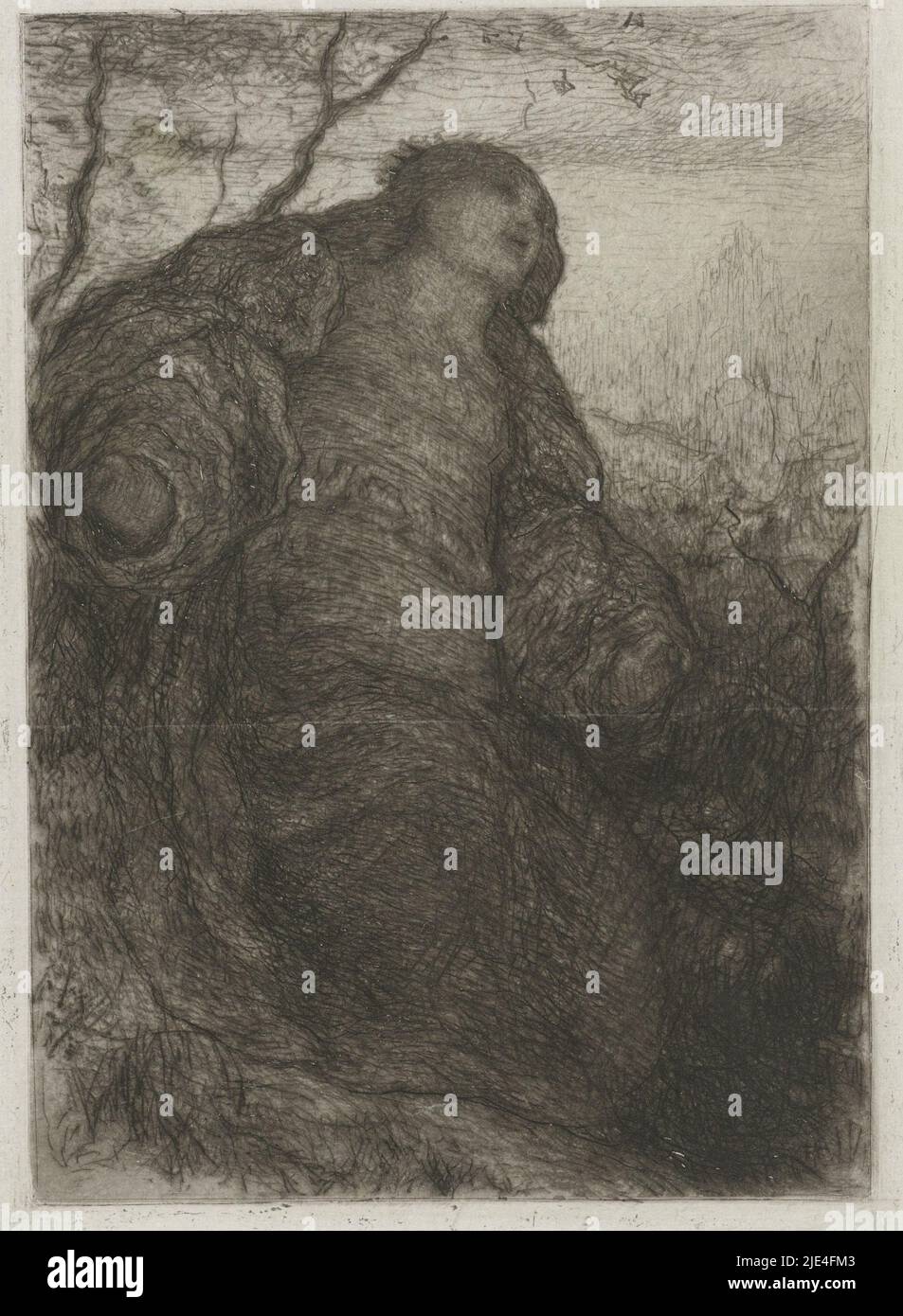 Woman under a tree, Matthijs Maris, 1887 - 1888, print maker: Matthijs ...