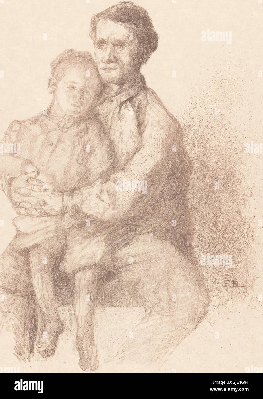Sick boy on a man's lap, Frederika Henriëtte Broeksmit, 1885 - 1931 ...
