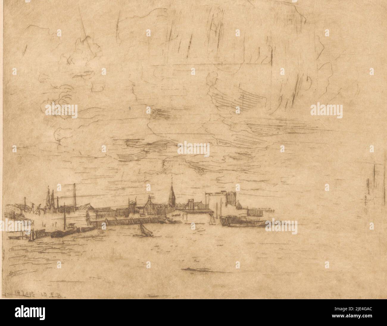 City view from the water, Frederika Henriëtte Broeksmit, 1913, In the ...