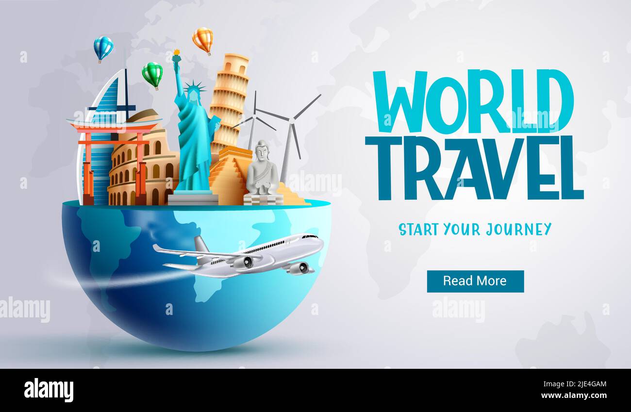 Travel worldwide vector background design. Travel world text with ...