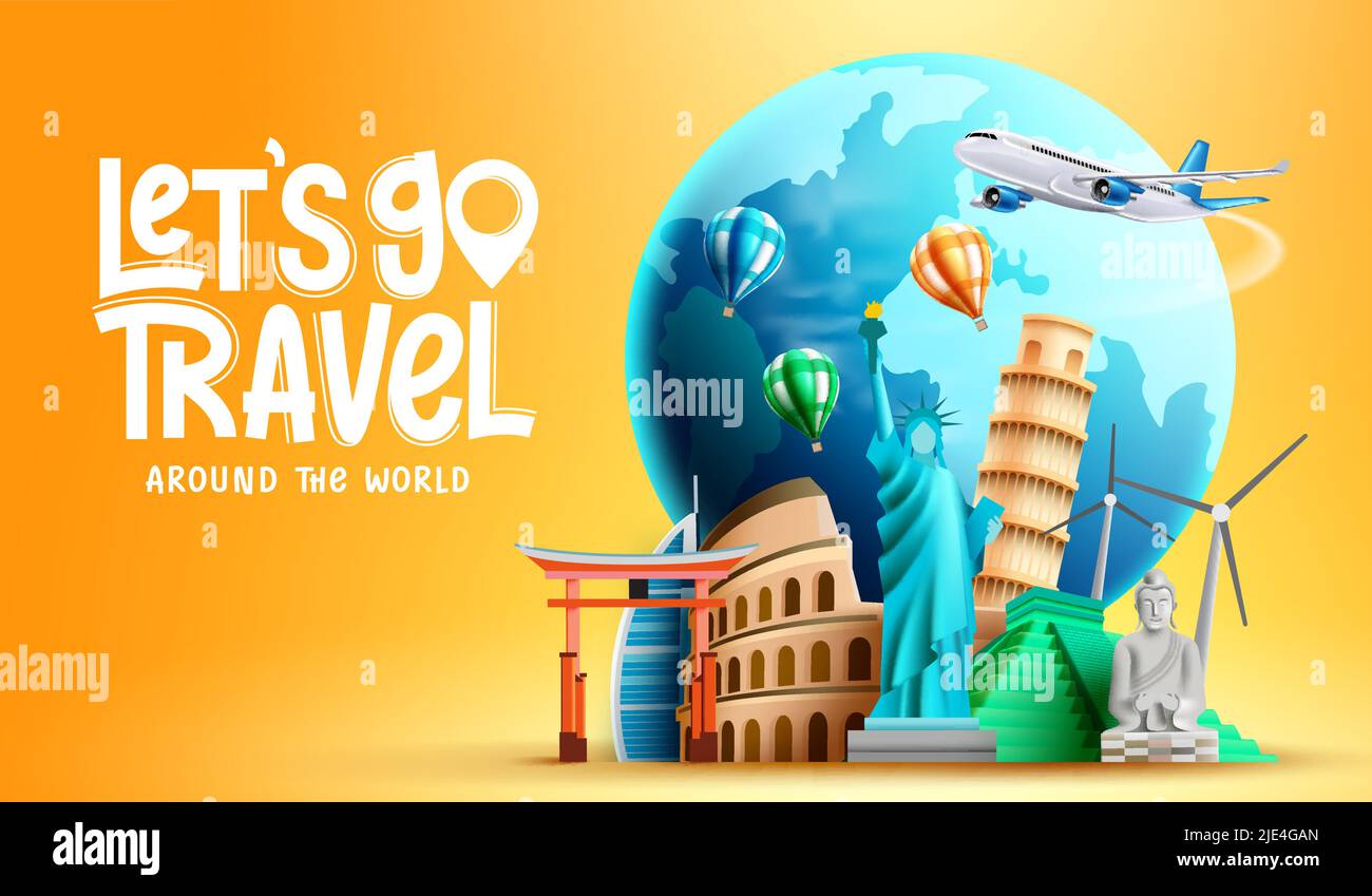 Travel worldwide vector background design. Travel the world text with ...