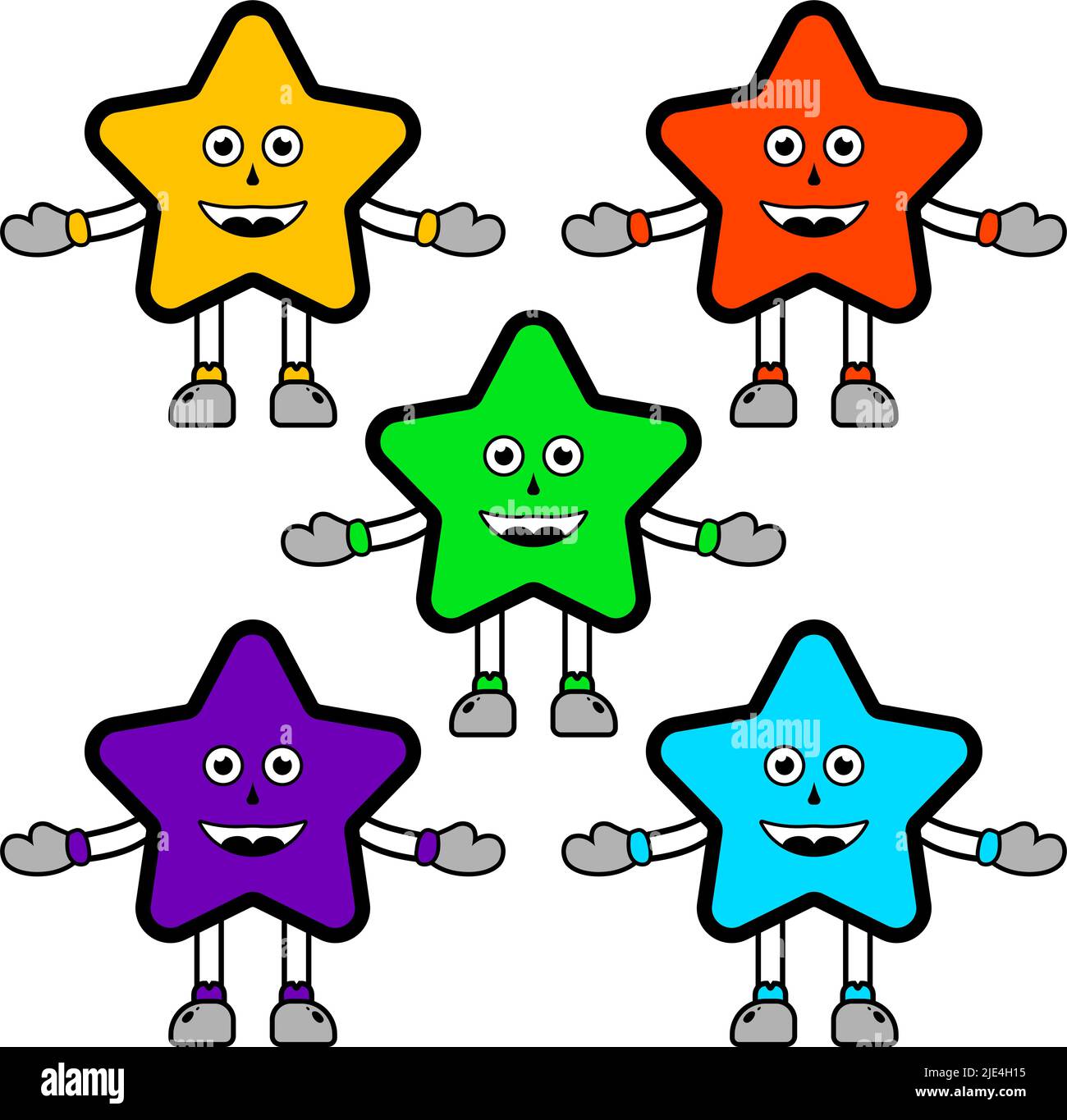 Simple star cartoon illustration with multiple colors Stock Vector ...