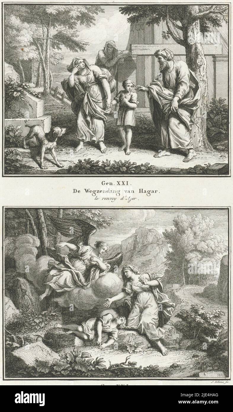 Hagar and Ishmael rejected by Abraham and an angel shows Hagar the ...