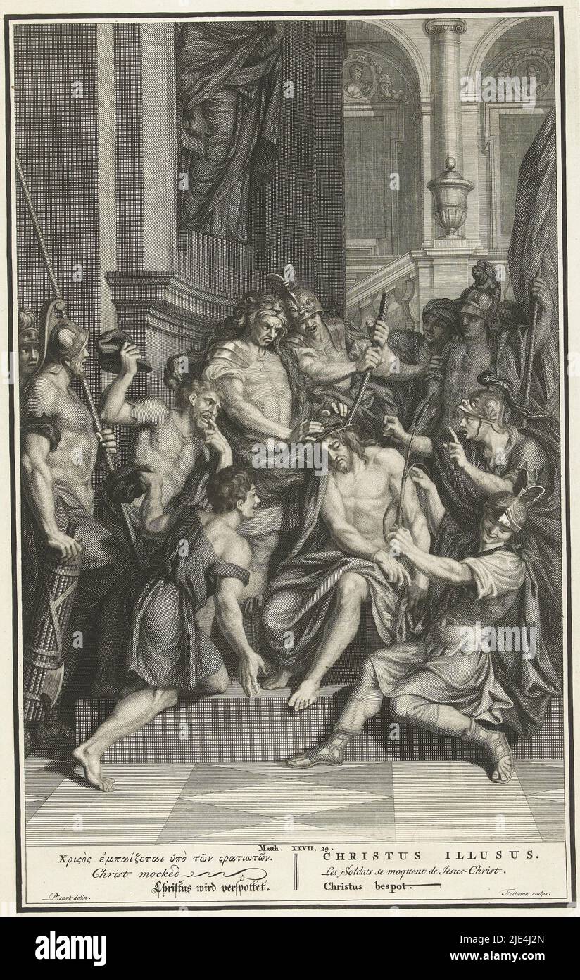 Crowning of Thorns of Christ, Jacob Folkema, after Bernard Picart, 1702 - 1767, Christ is mocked ...