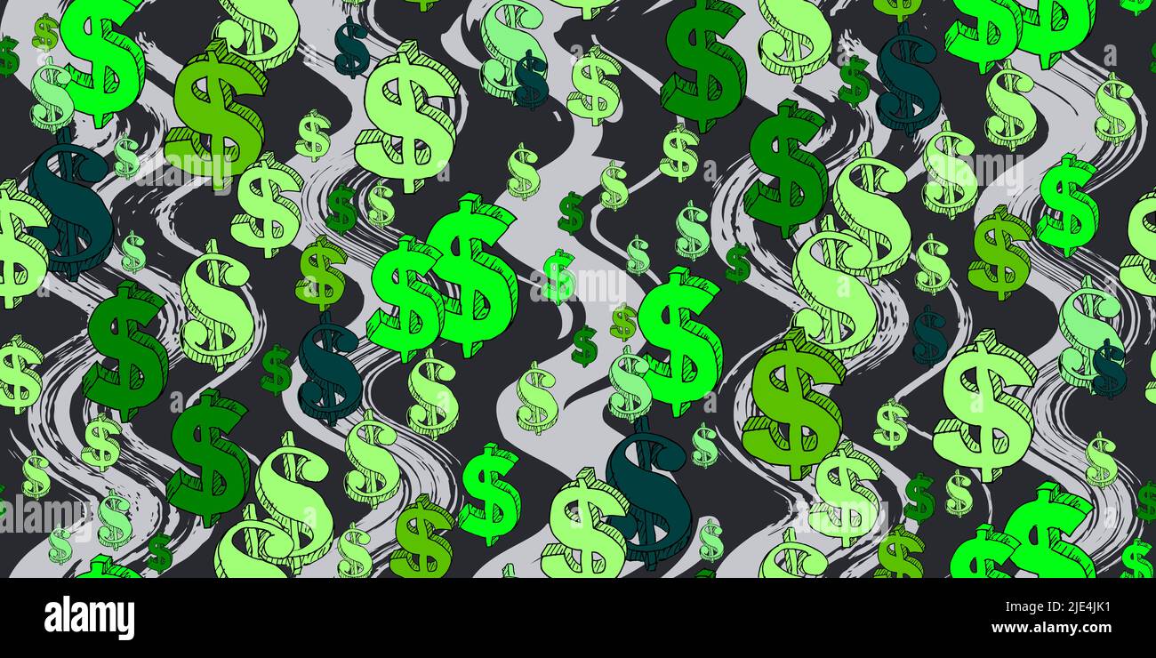 Dollar sign. Current dollar. Seamless pattern of green symbols dollar ...