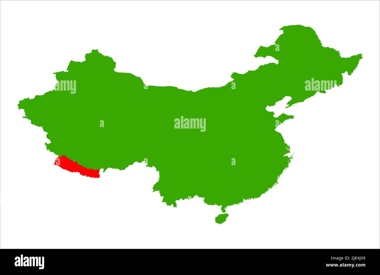 Nepal China vector map illustration in white background , Asia ...
