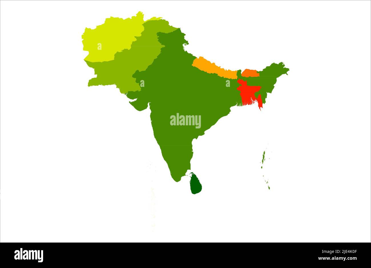 SAARC Member Countries Vector Map Illustration On White Background