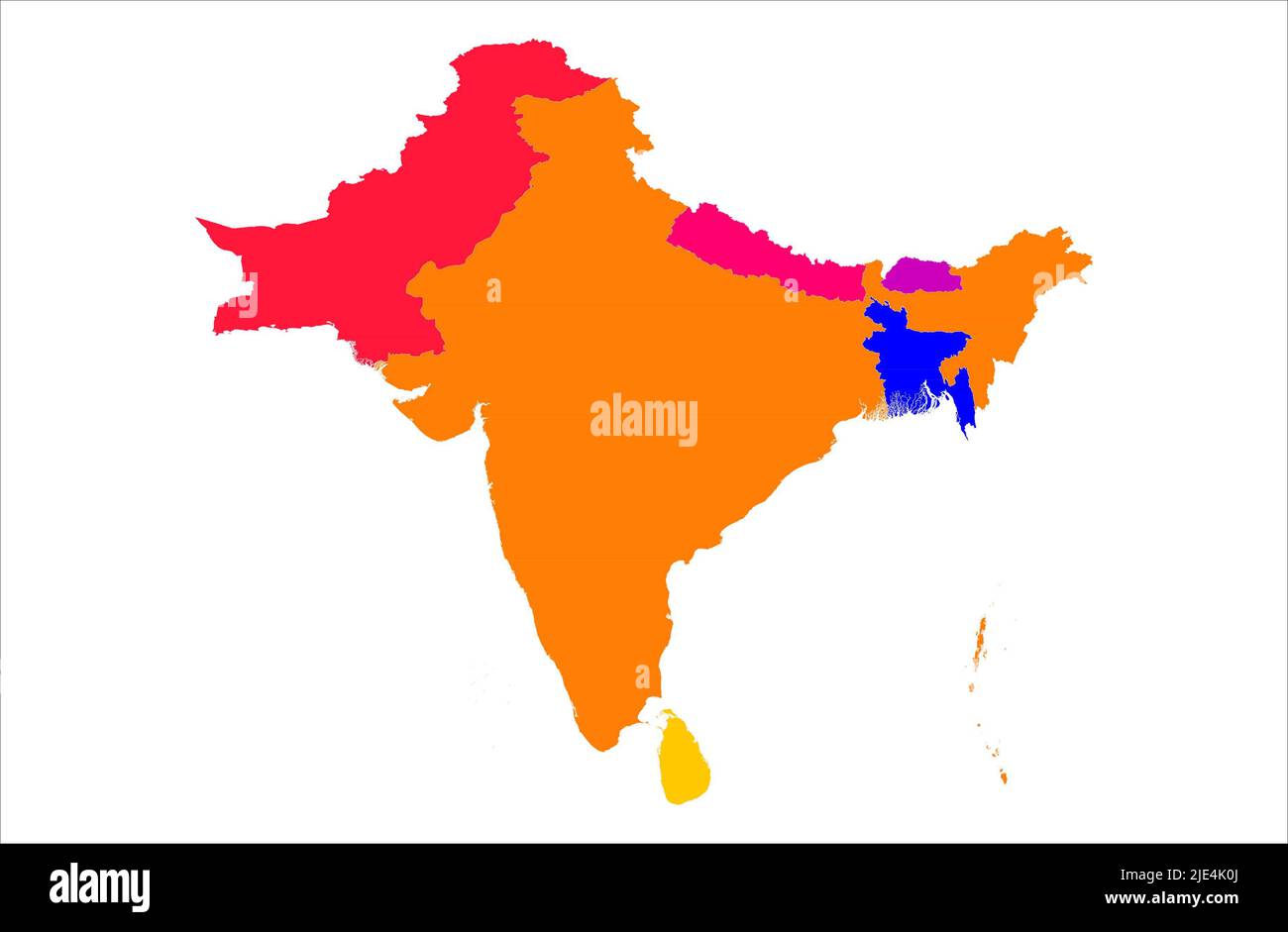 South Asia countries vector map illustration on white background Stock ...