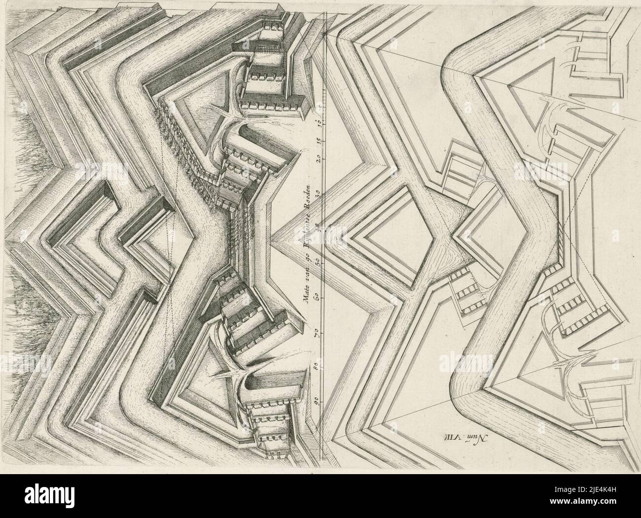 Design drawing for a fortified fortification wall, Hendrick baron van ...