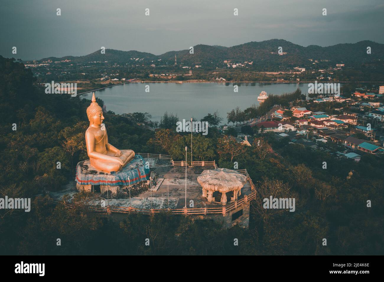 Big Buddha over the Khao Tao reservoir in Hua Hin, in Prachuap Khiri ...