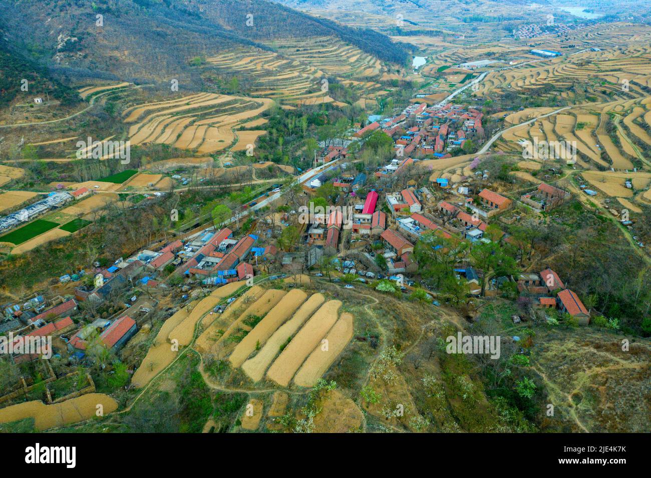 Field the earth and the spring the villages and towns rural areas Stock ...