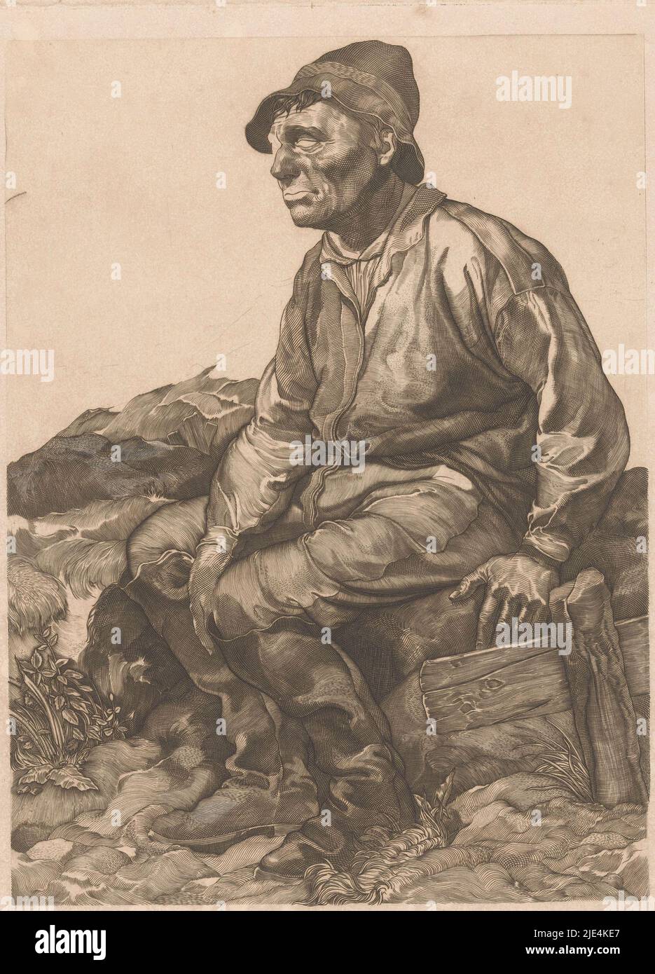 Resting worker, Johannes Josephus Aarts, 1881 - 1934, A worker, dressed ...