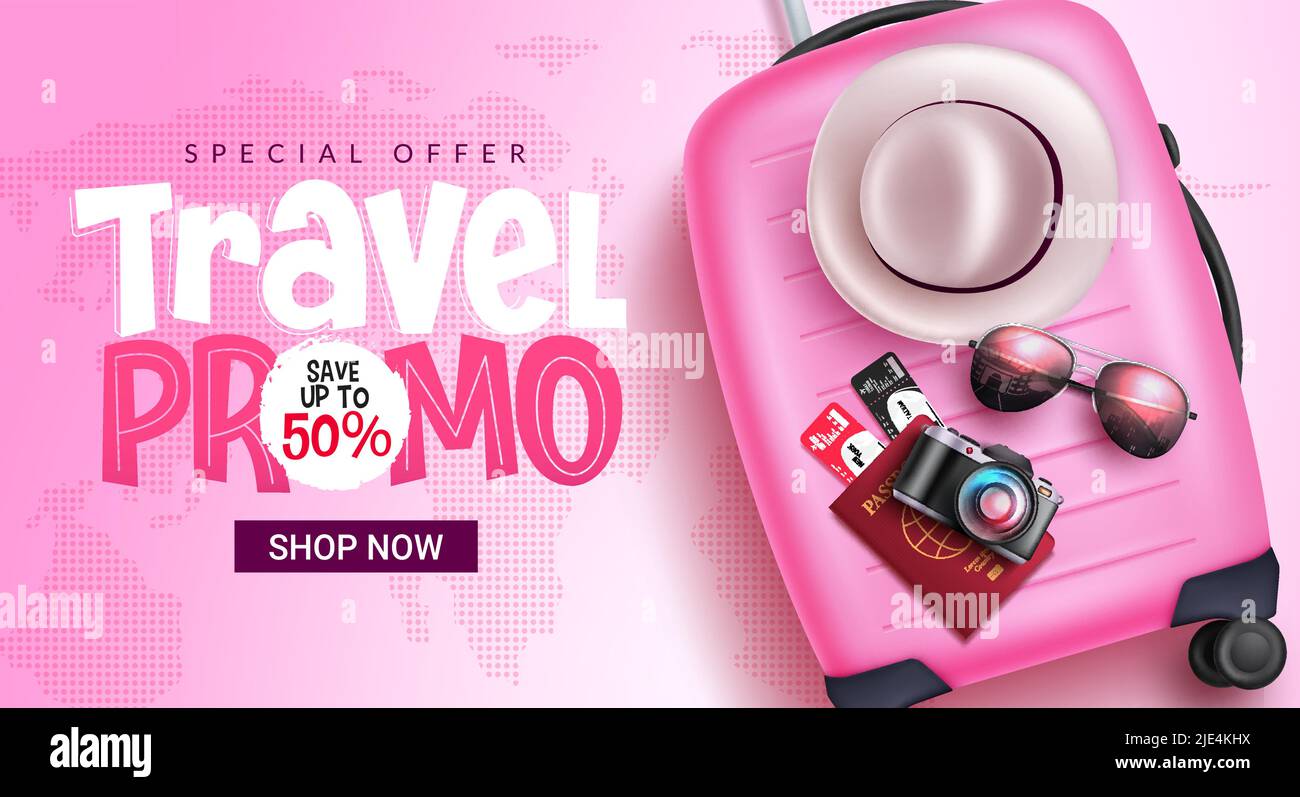 Travel promo vector banner design. Travel promo text in special price ...