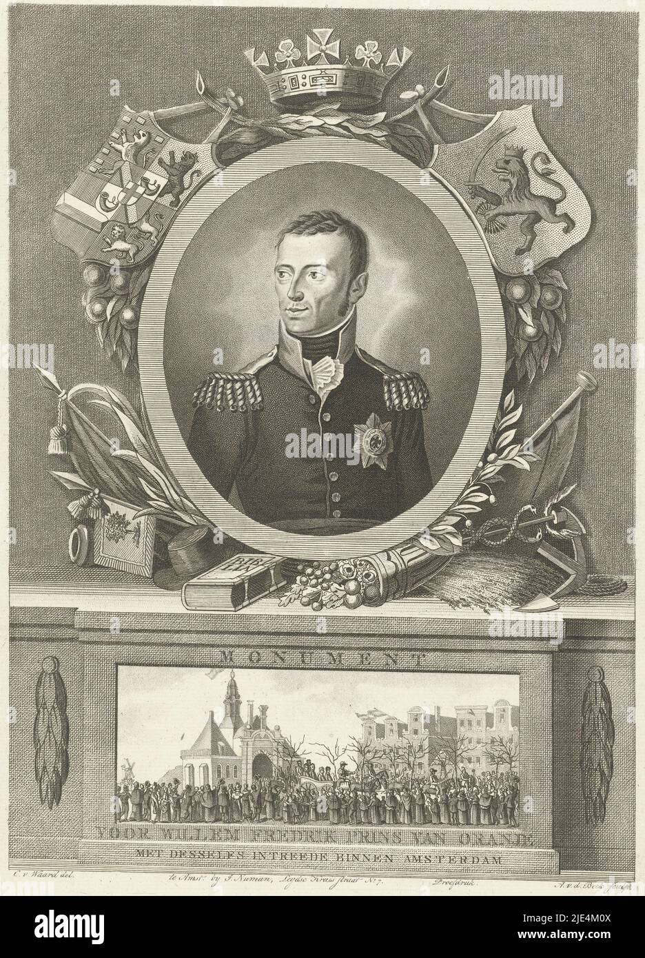 Portrait of King William I Frederick and his entry into Amsterdam ...