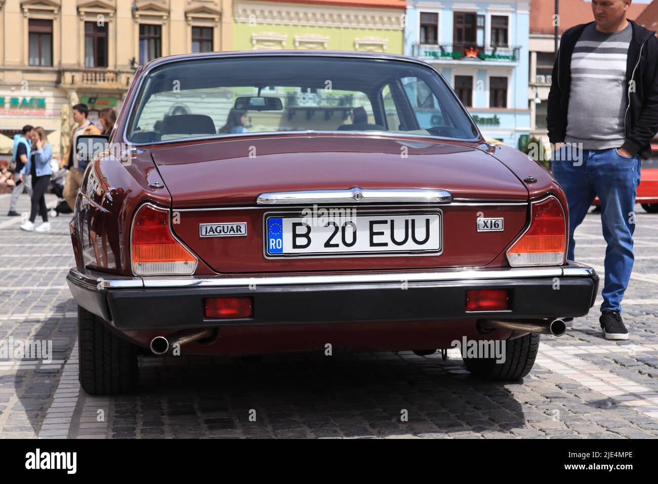 Jaguar car surprised at a local car fair in Brasov Stock Photo - Alamy